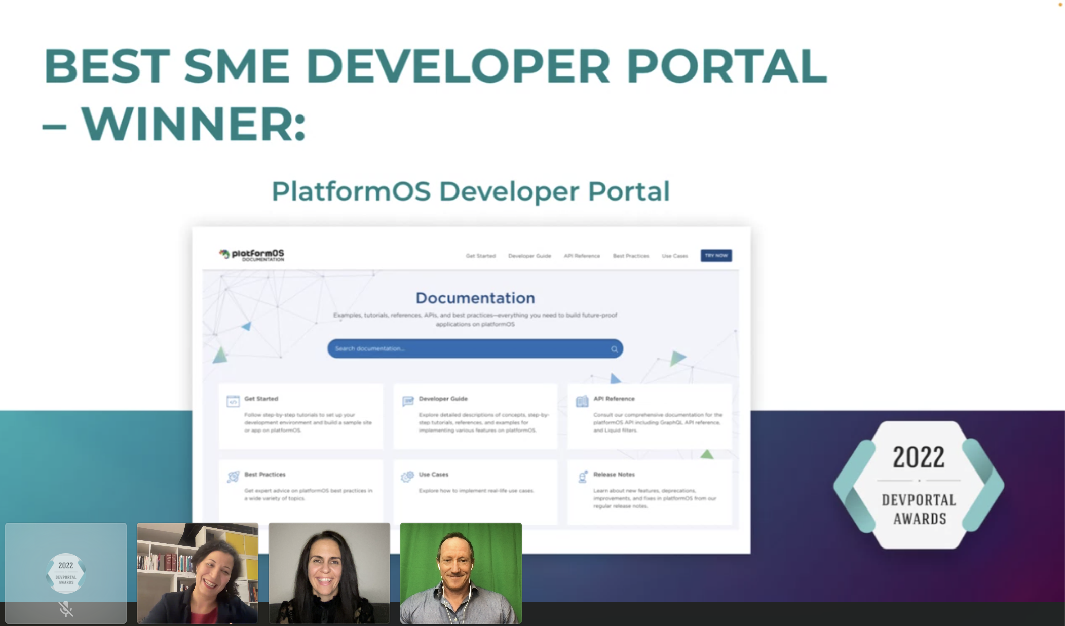 Best Overall SME DevPortal - DevPortal Awards 2022 | platformOS Docs